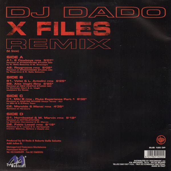 SUB 125 DP, SUB 125 – DJ Dado – X-Files (Remix) – (2×12″, Ltd) – Sam Le Disquaire