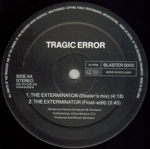 BLASTER 0000 – Tragic Error – The Frog – (12″) – Sam Le Disquaire